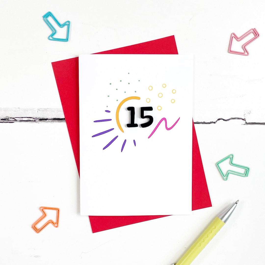 Doodle 15th Birthday Acrylic Age Card - Etsy