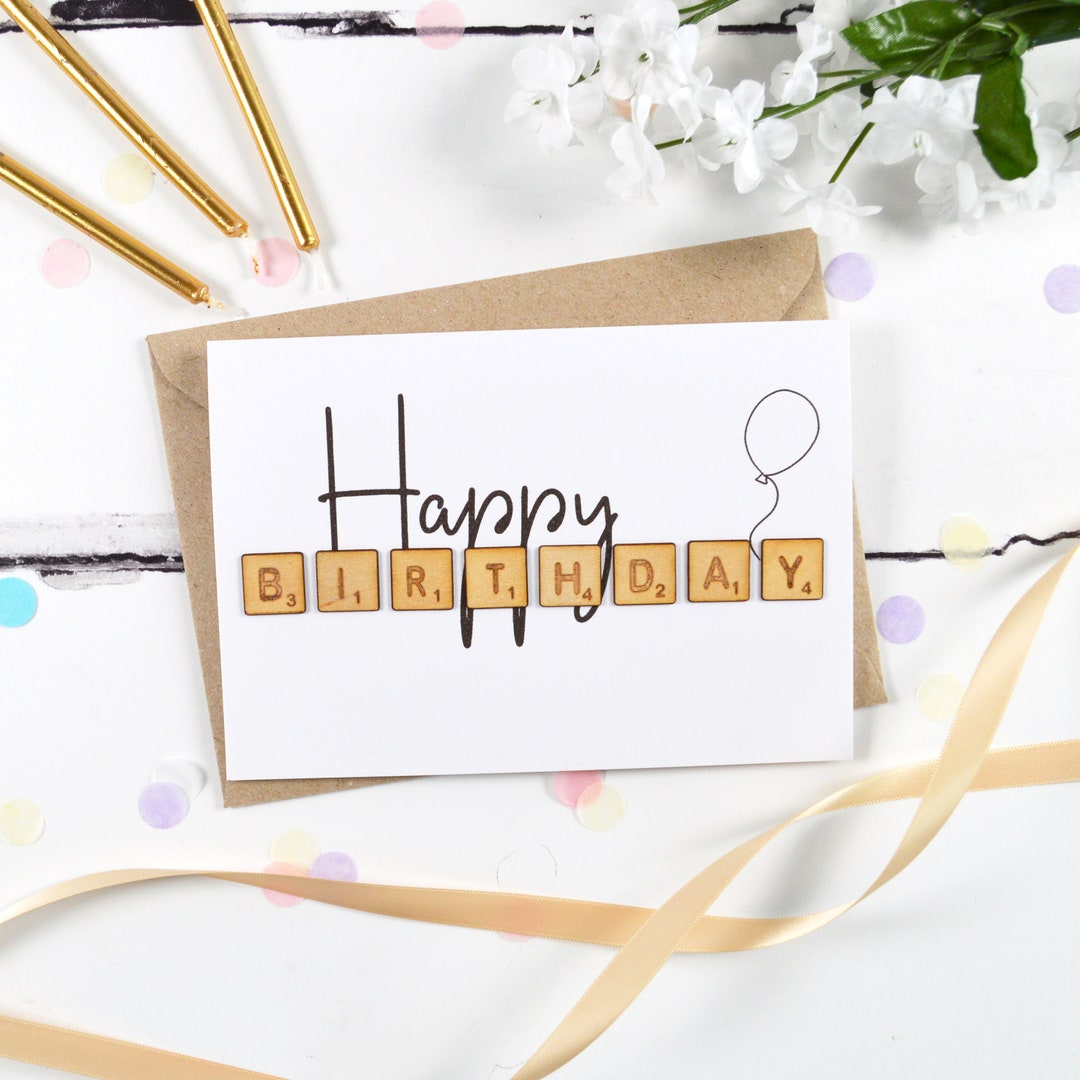Happy Birthday Wooden Tiles Card - Etsy