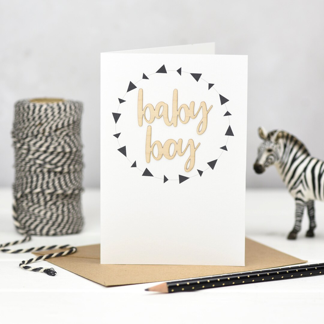 Baby Boy Wooden Words Card - Etsy