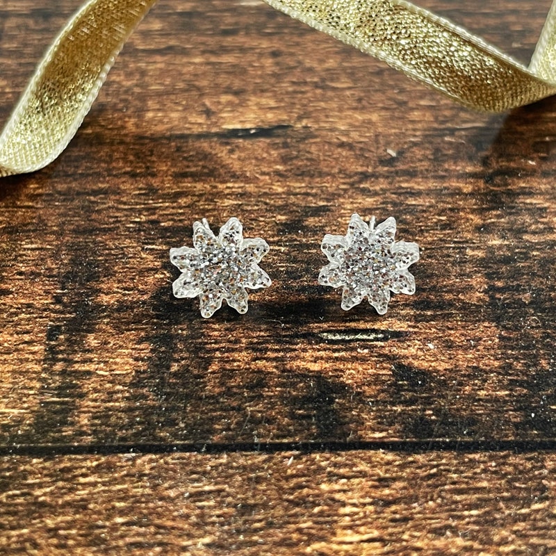 Snowflake Stud Earrings - Etsy