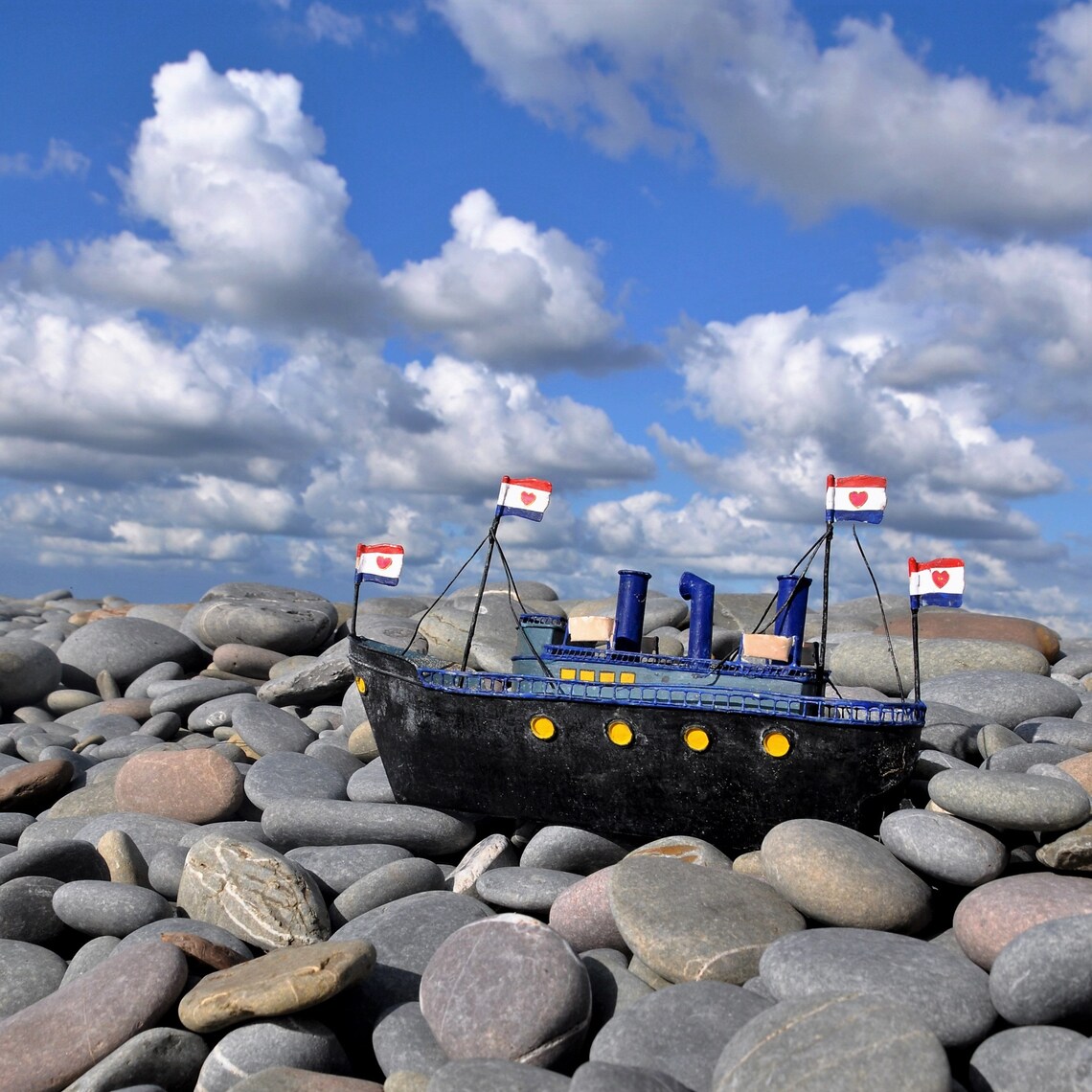 Boat Heart Flags Card | Ship Boat Heart Card | Children Boat Birthday ...