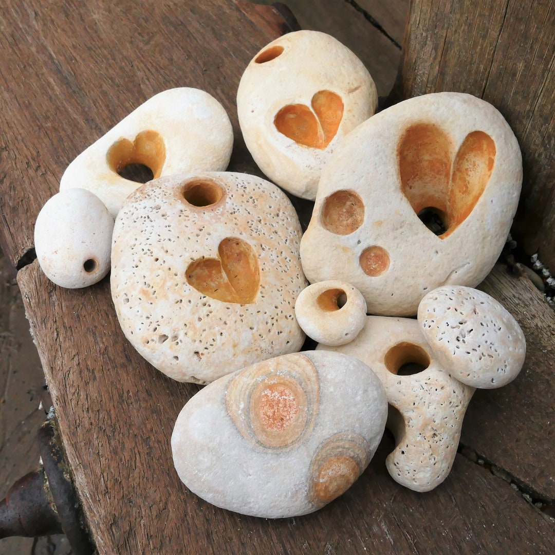 Love You Heart Pebbles Cards Birthday Beach Heart Hag Stone - Etsy