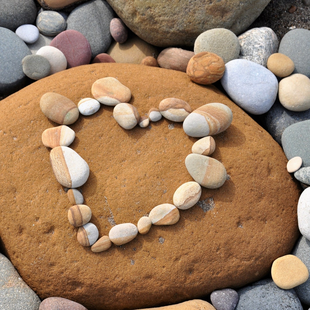 Heart Beach Pebbles Photo Card | Beach Heart Sculpture Card | Birthday ...
