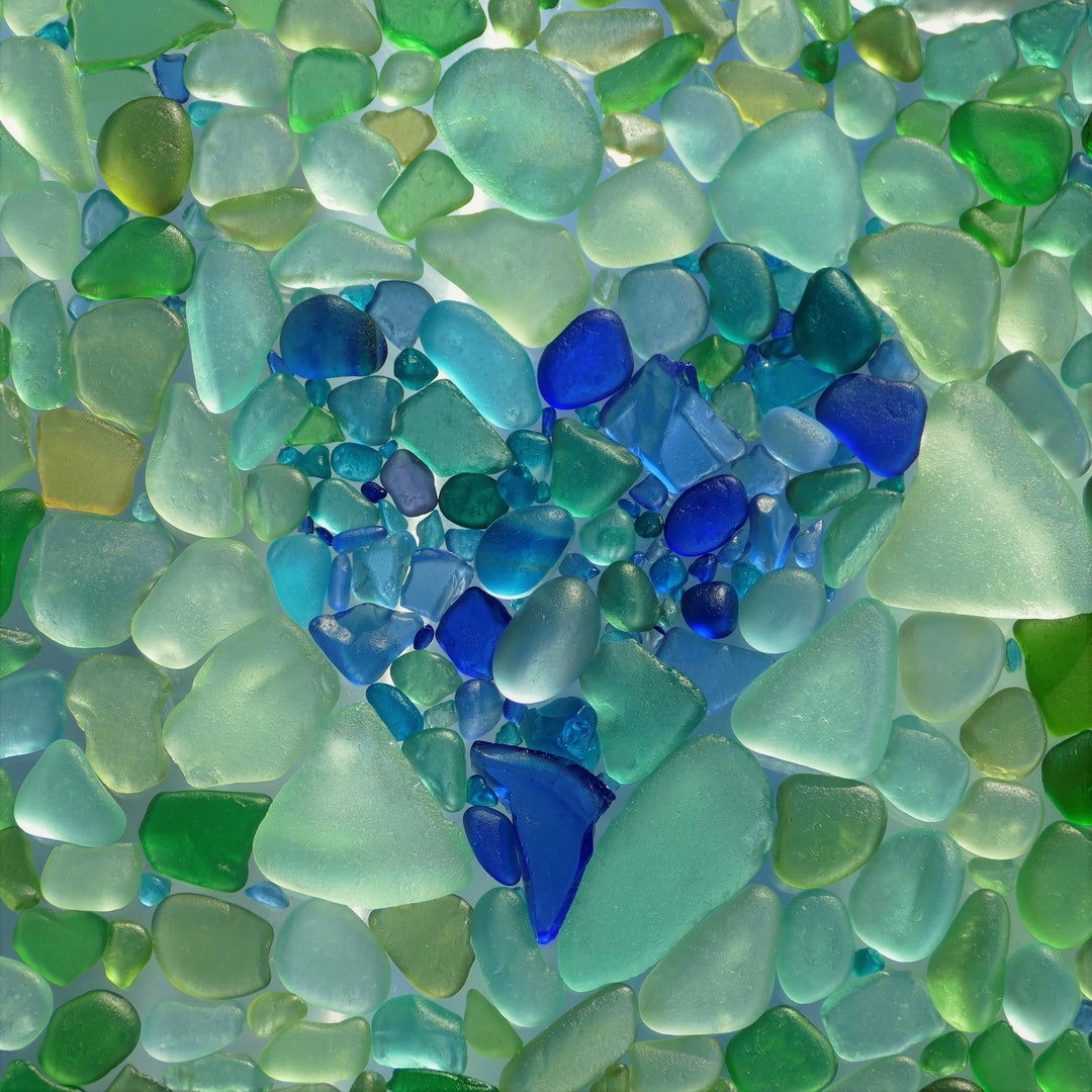 Sea Glass Art Heart Photo Card | Unique Heart Beach Glass Card | Love ...