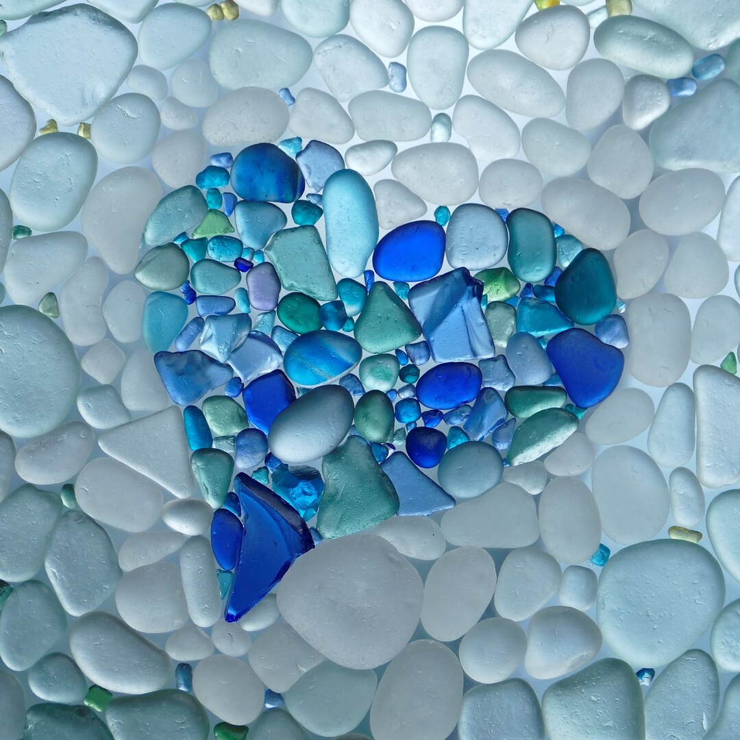 Heart Sea Glass Card Birthday Sea Glass Heart Cards Unique Beach Glass Heart Card Love You Sea