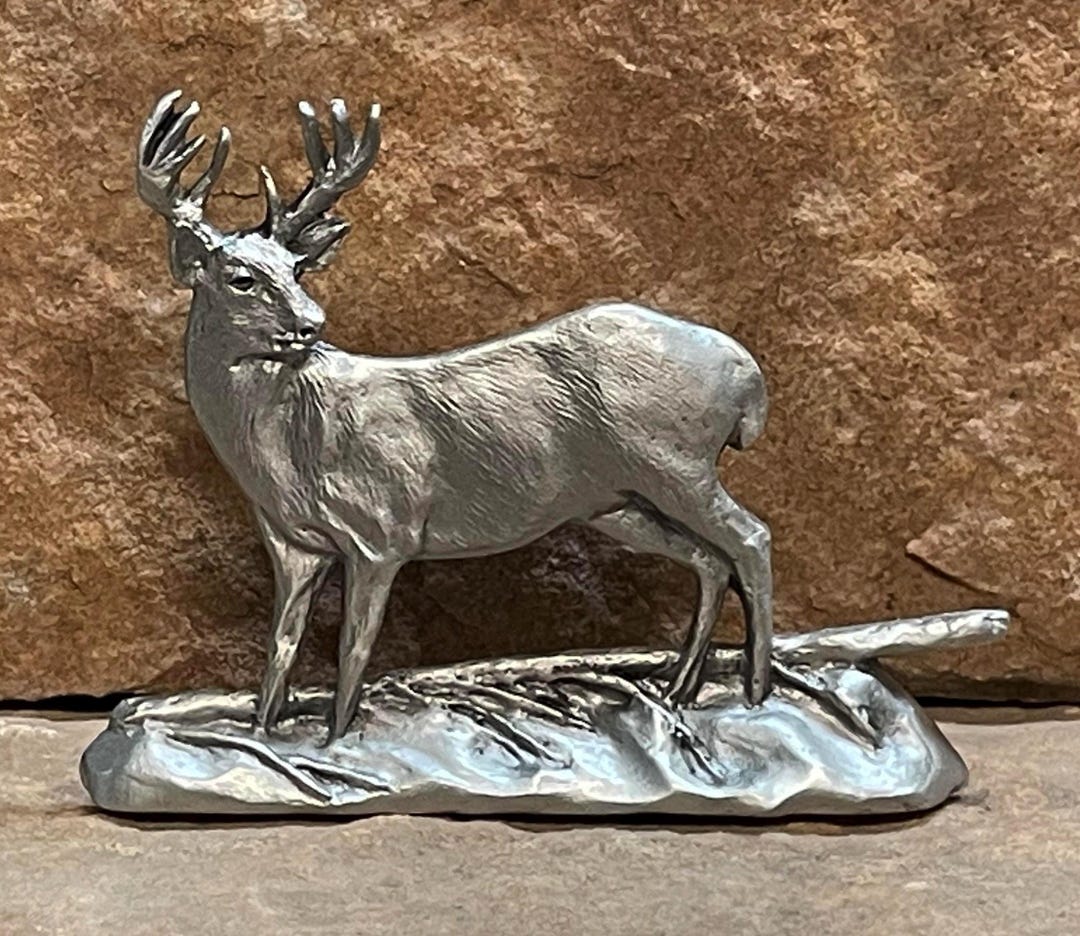White-tailed Deer Pewter Figurine, Deer Figurine, Deer Sculpture, Metal ...