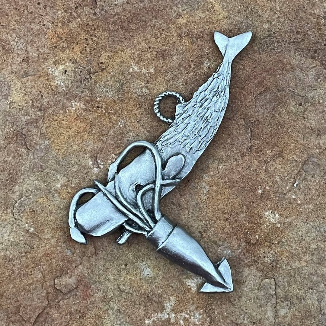 Sperm Whale and Squid Pewter Ornament, Whale Art, Whale Figurine, Metal ...