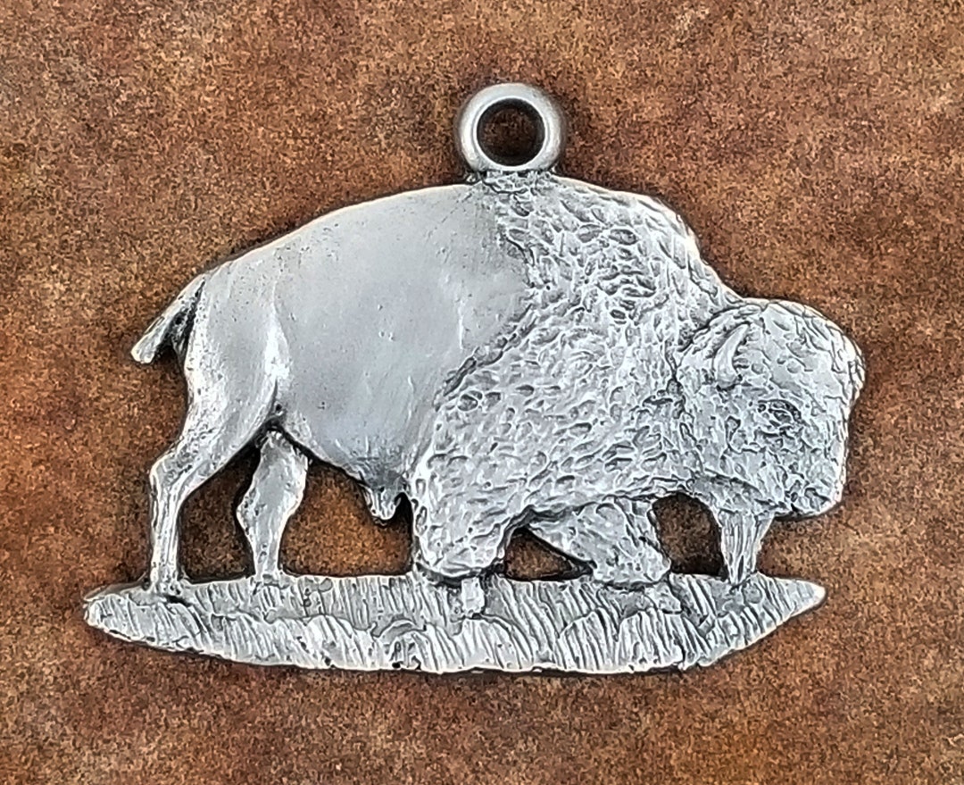 Buffalo Pewter Ornament, Bison Pewter Ornament, Buffalo Metal Figurine ...