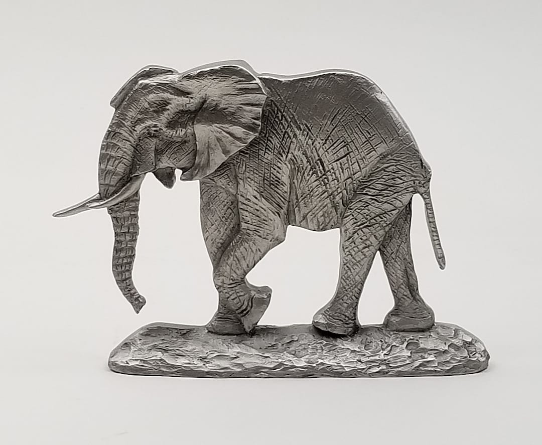 Elephant Figurine, Pewter Elephant Figurine, African Figurine, African ...