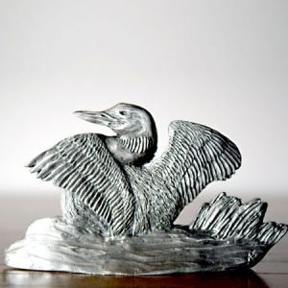 Loon Pewter Figurine Loon Sculpture Metal Bird Sculpture | Etsy