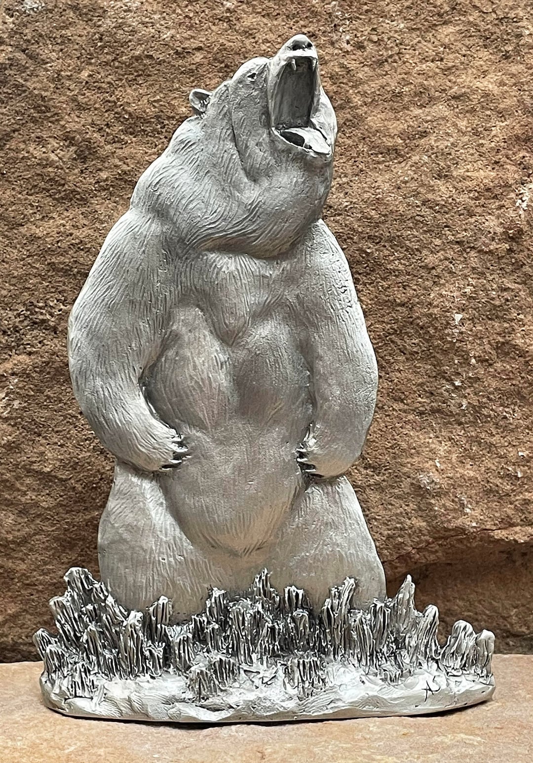 Grizzly Bear Sculpture | Pewter Bear Figurine & Art | Unique Bear Decor ...