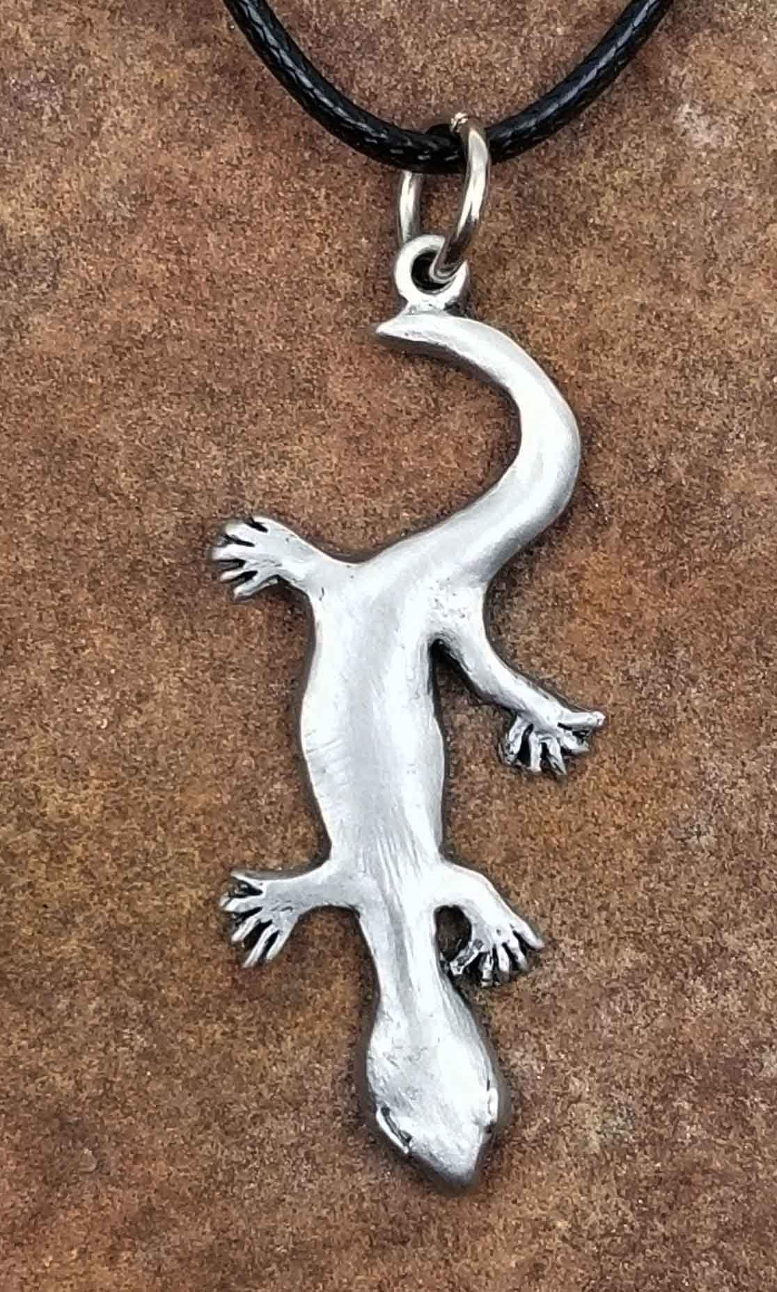 Gecko Necklace, Pewter Gecko Pendant, Pewter Pendants, Gecko Figurine ...