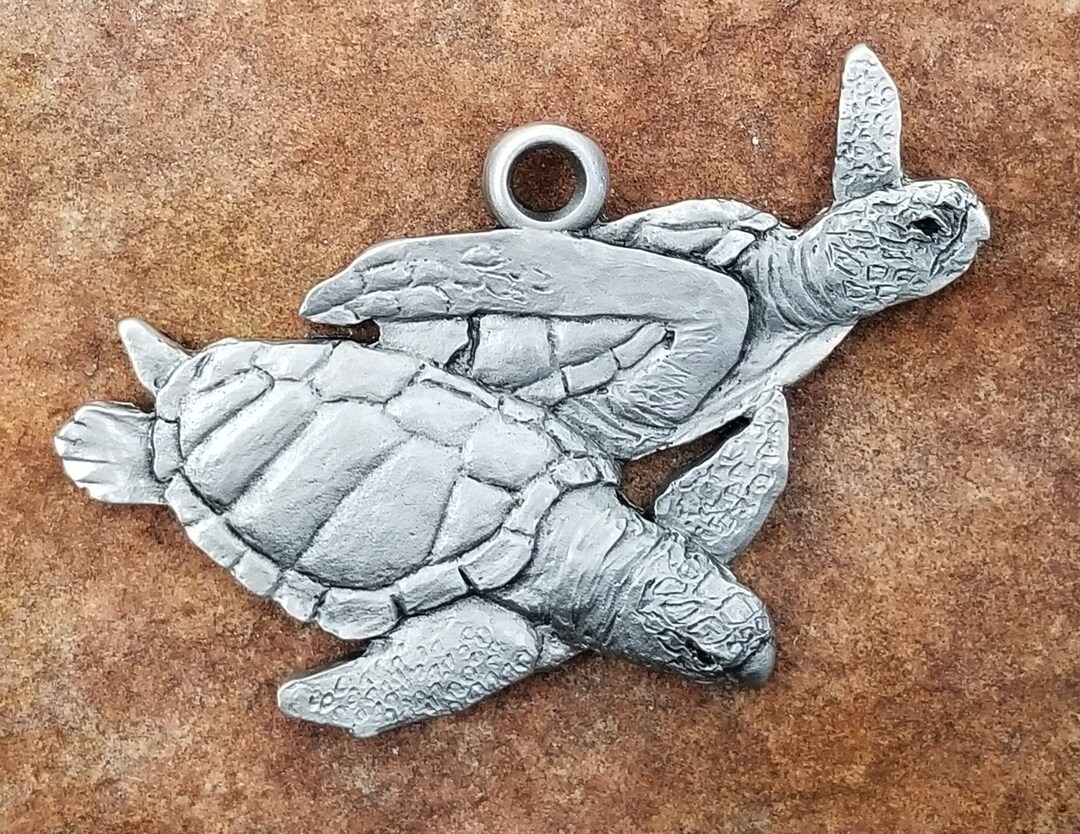 Sea Turtle Pewter Ornament, Loggerhead Turtle Pewter Ornament, Turtle ...