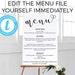 Wedding Menu Sign, Wedding Menu Board, Wedding Menu Poster, Wedding ...