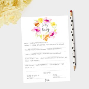 Dear Baby Cards Baby Shower Cards Baby Shower Games Baby - Etsy