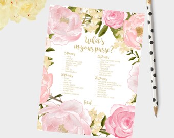 What's in your purse purse game bridal shower games | Etsy