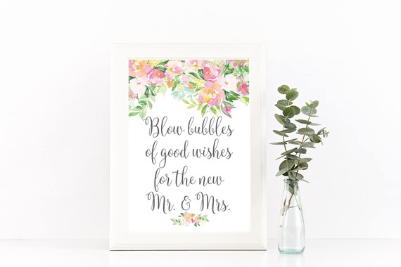Wedding Bubbles Sign Blow Bubbles of Good Wishes Bubbles - Etsy
