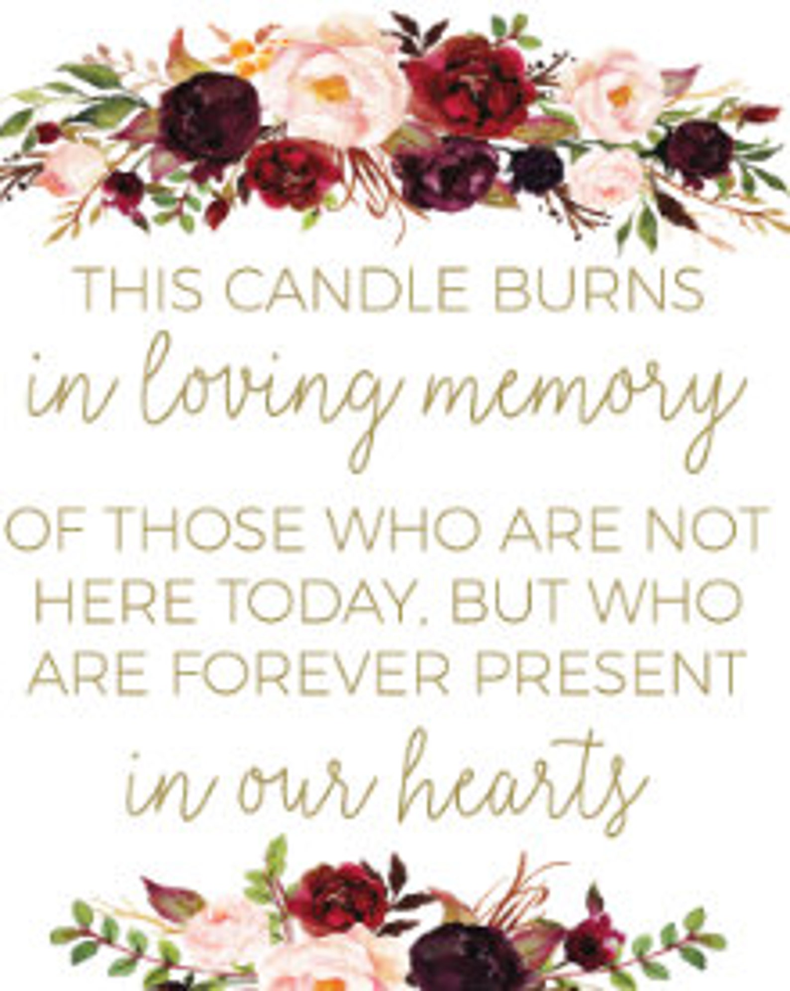 In Loving Memory Wedding Sign Wedding Candle Sign Memorial - Etsy