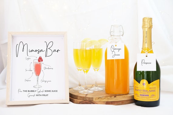 Strawberry mimosa bar tags, mimosa bar sign, strawberry bridal shower ...