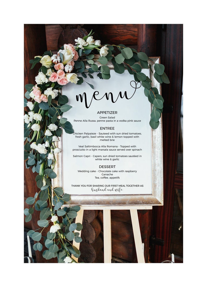 Wedding Menu Sign Wedding Menu Board Wedding Menu Poster | Etsy