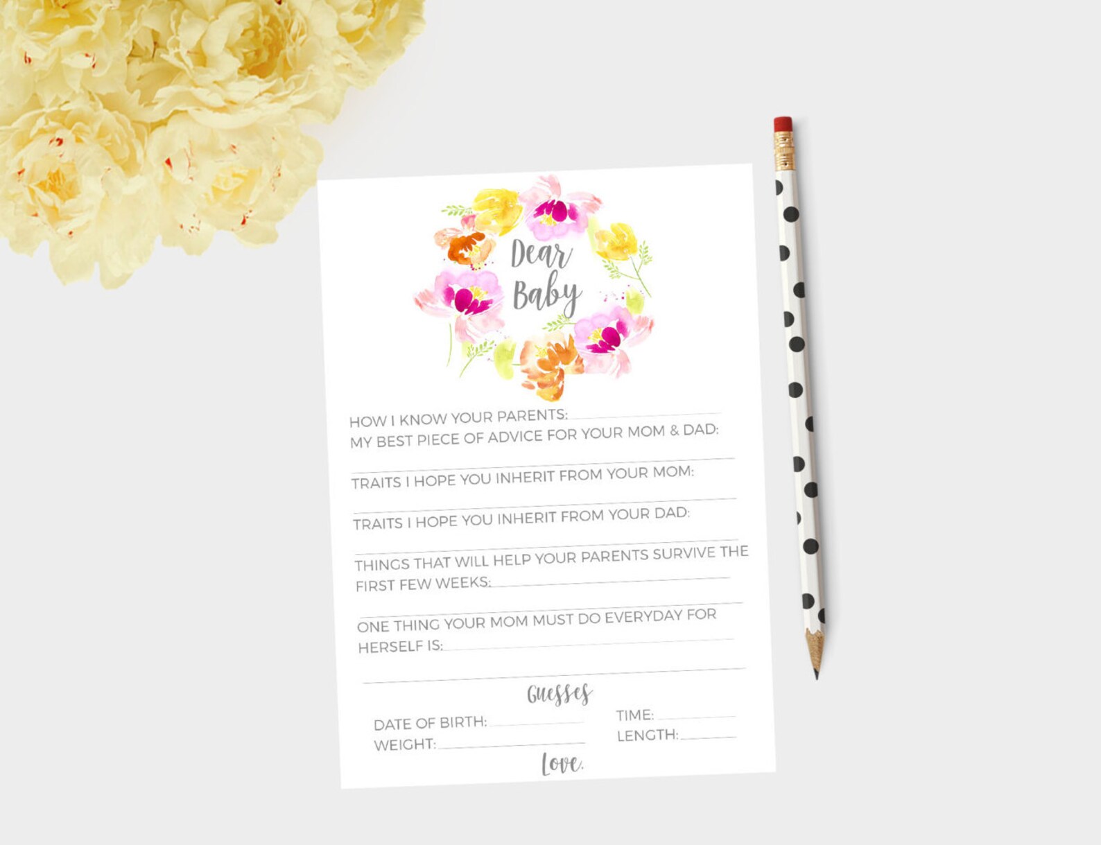 Dear Baby Cards Baby Shower Cards Baby Shower Games Baby - Etsy