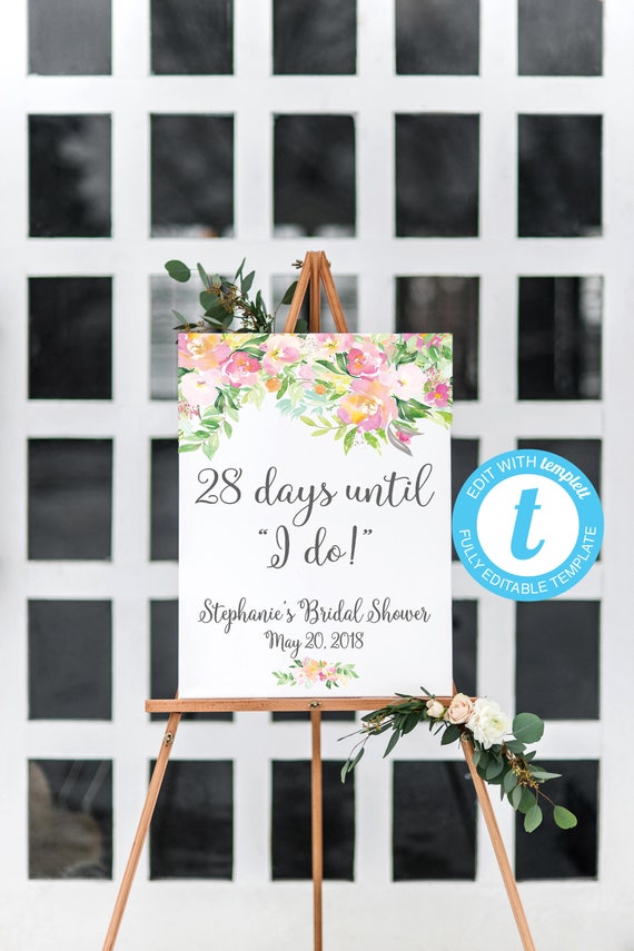 Wedding countdown sign, shower countdown, bridal shower countdown ...