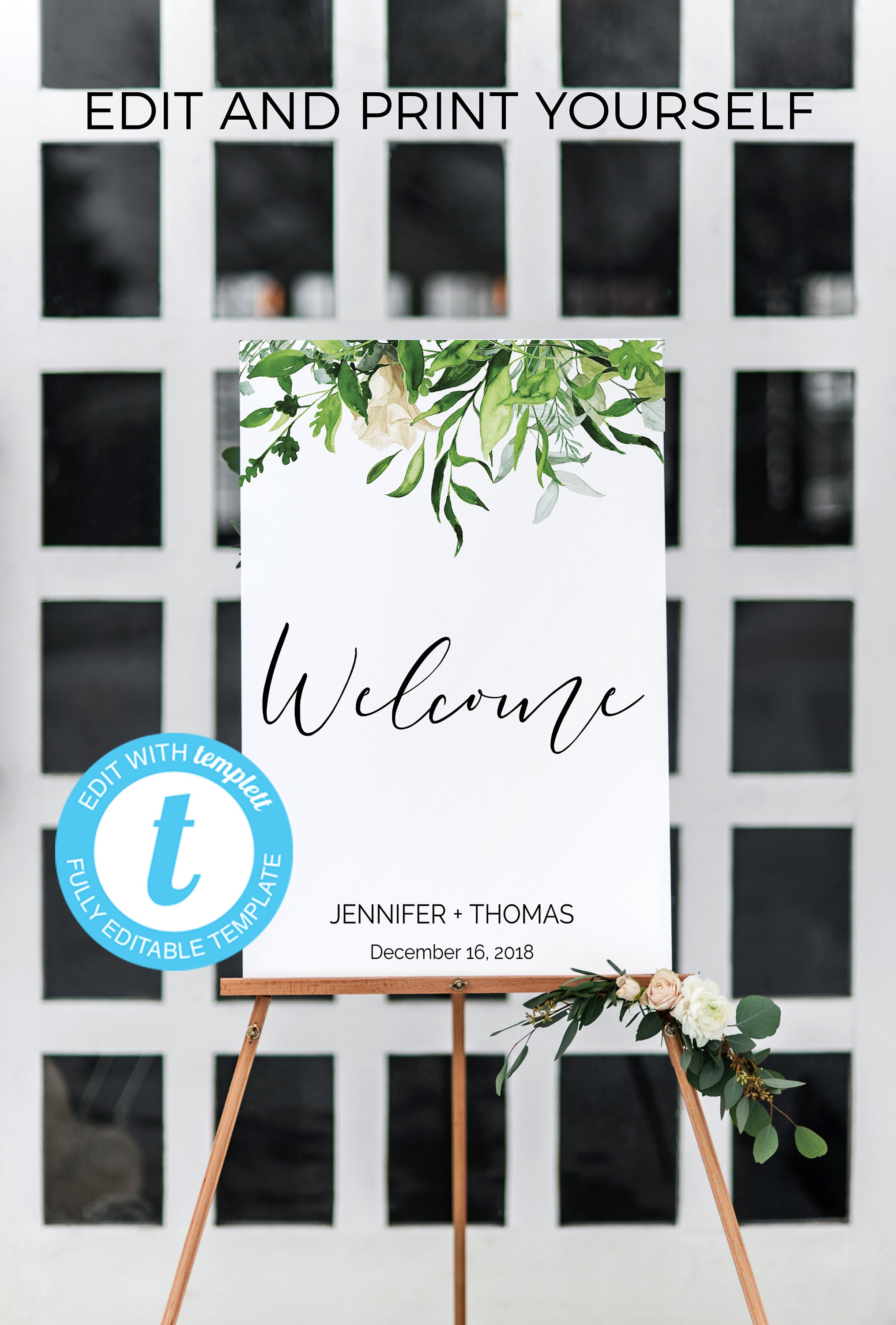Greenery Welcome Sign Greenery Wedding Sign Greenery | Etsy