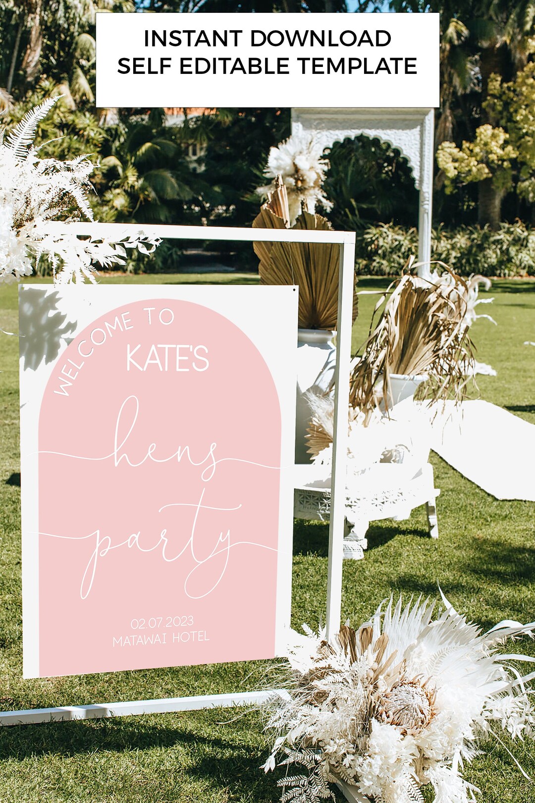 Arch Hens Party Sign, Arch Hen Night Sign, Minimalist Hen Party ...