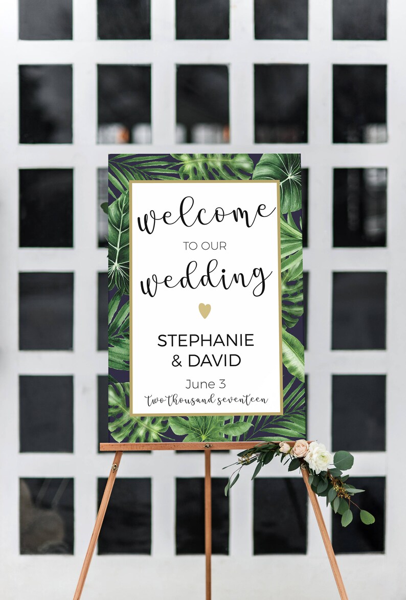 Tropical Wedding Welcome Sign Tropical Wedding Decor - Etsy