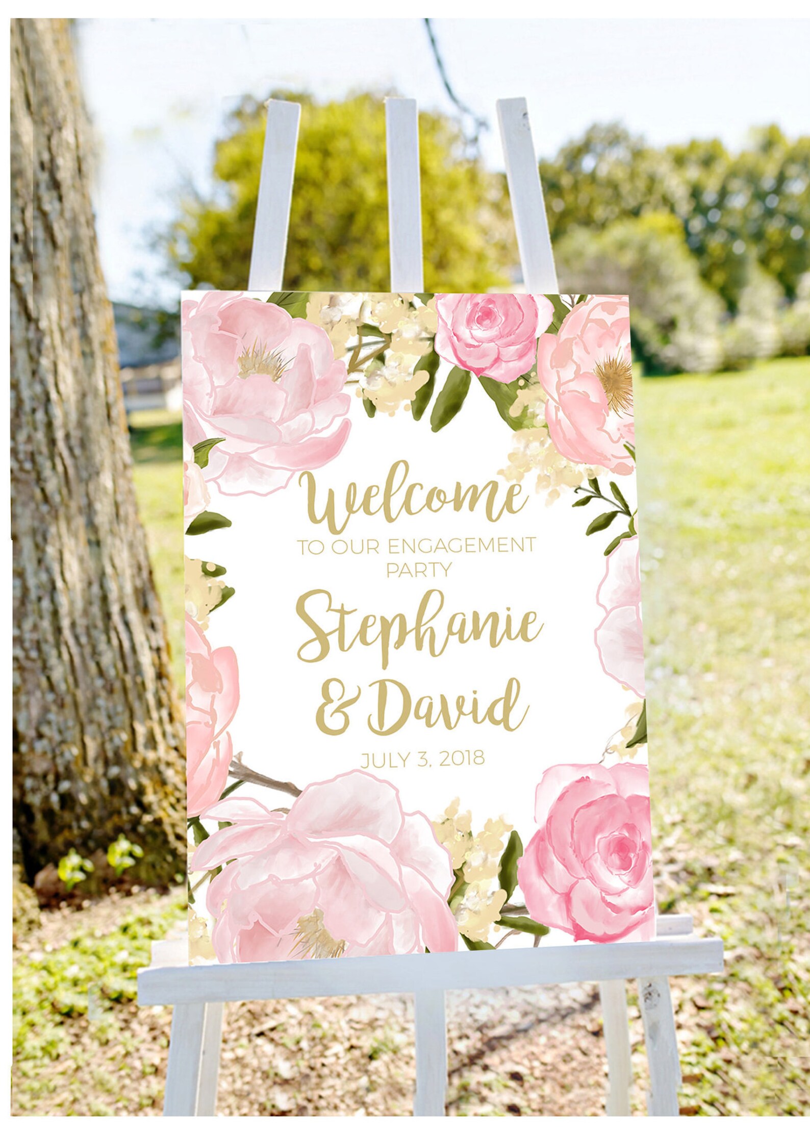 Engagement Welcome Sign Engagement Party Sign Peony - Etsy