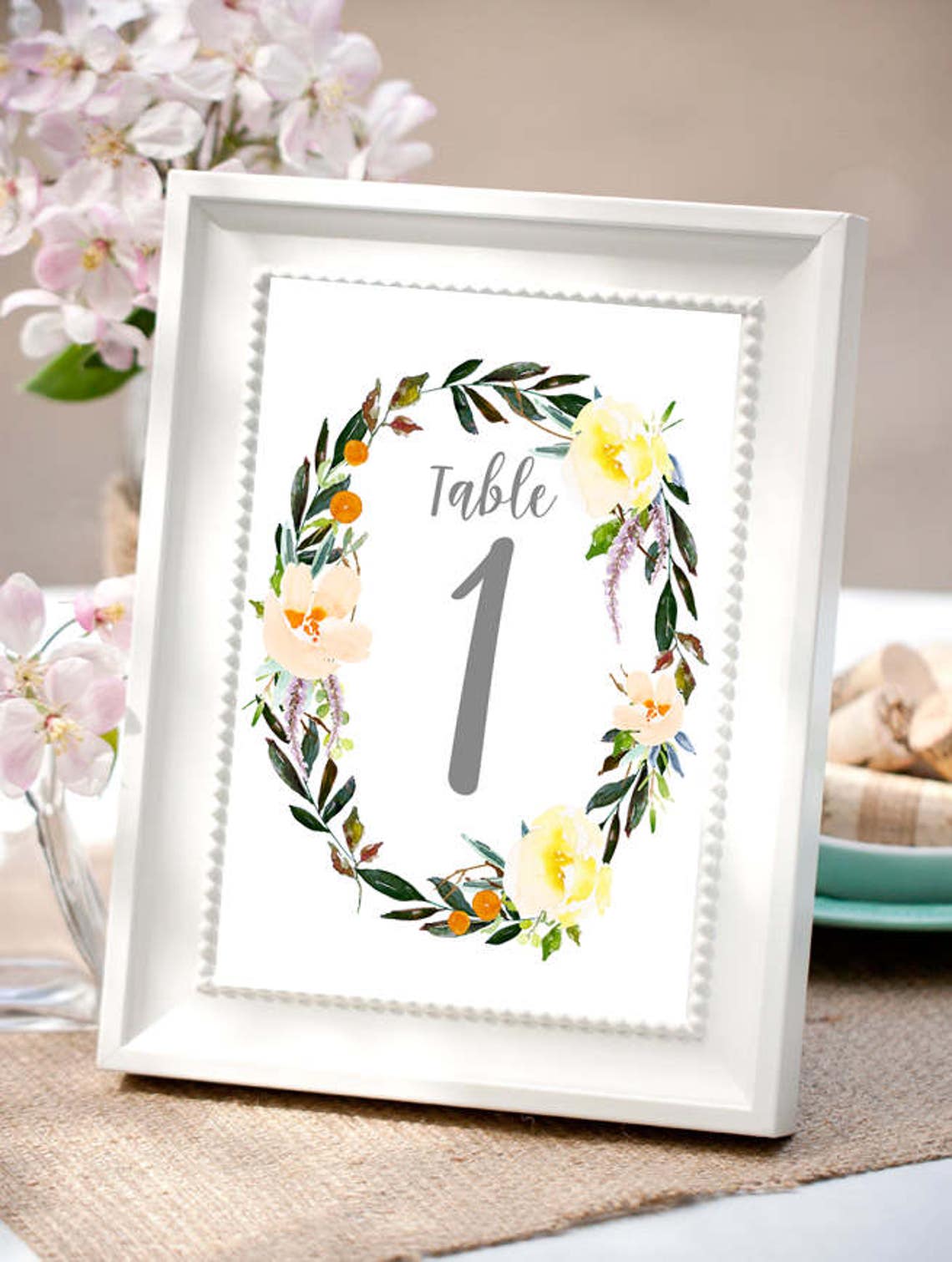 Wedding Table Numbers Printable Floral Table Numbers Table - Etsy