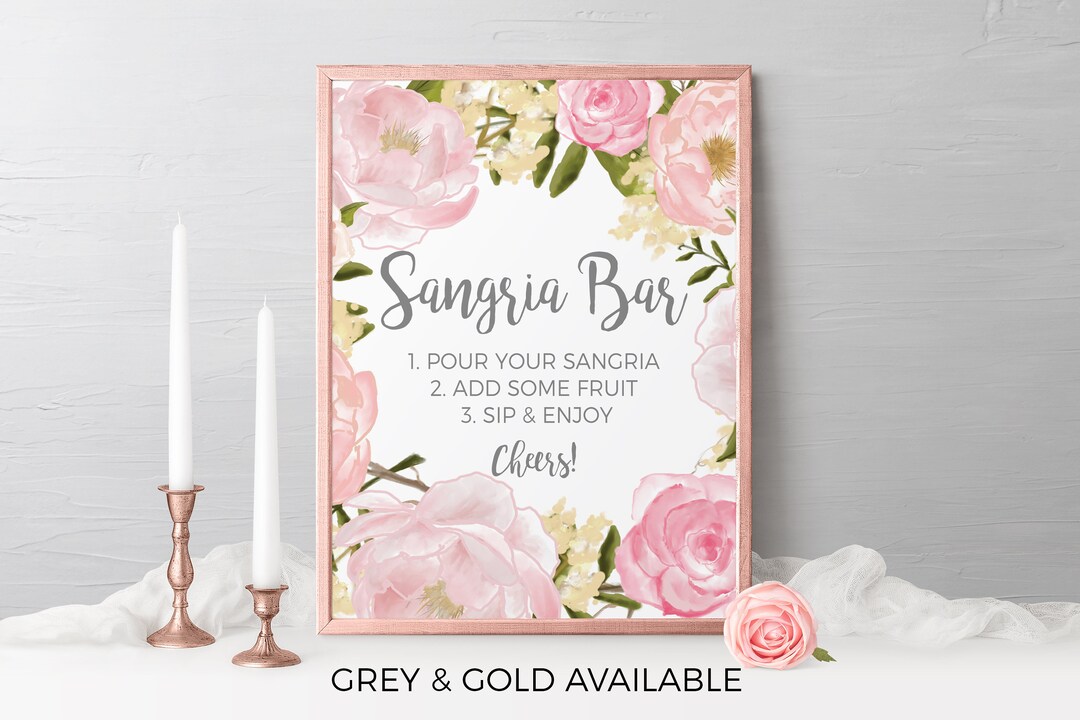 Sangria Bar Sign Printable Sangria Bar Sign Bridal Shower - Etsy