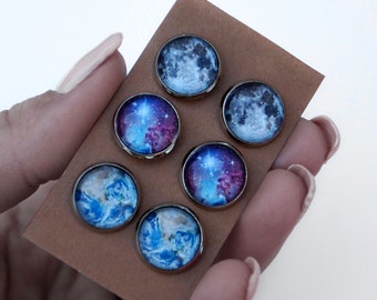 Sun Moon Earth Barrette Solar System Tiny Hairpin Cosmic | Etsy