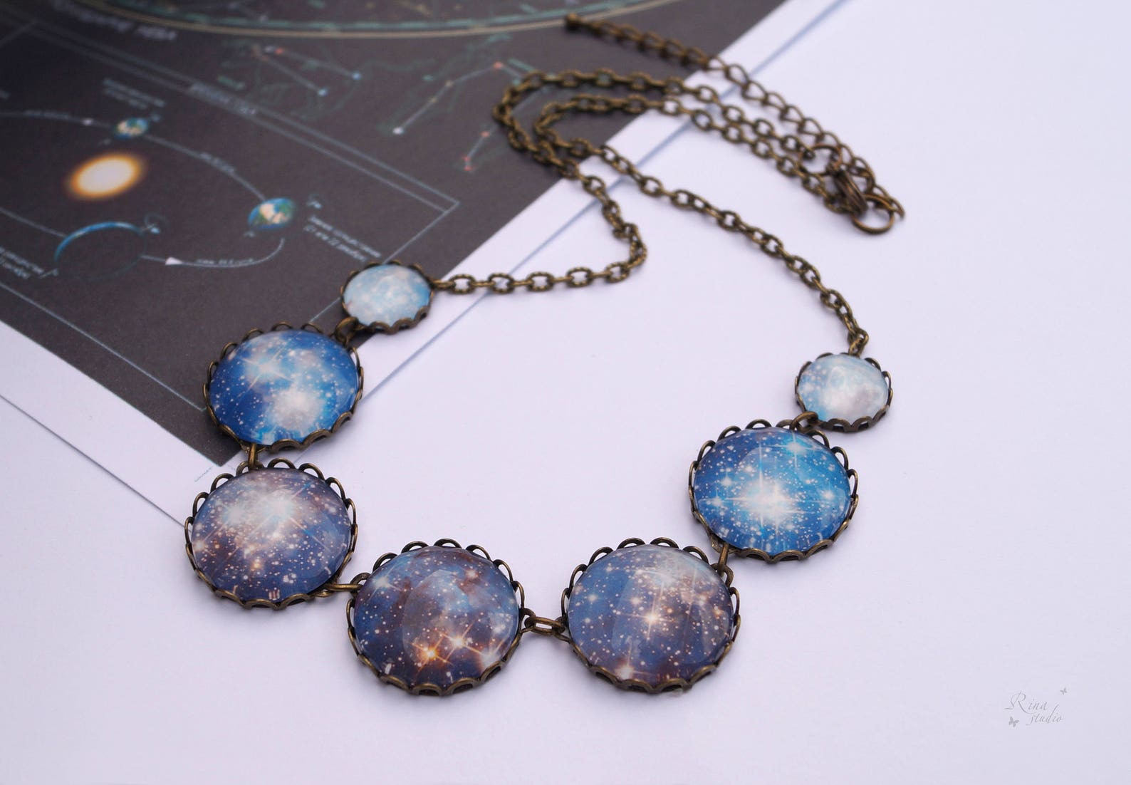 Space Necklace, Star Cluster Necklace, Nebula Universe Science Jewelry ...