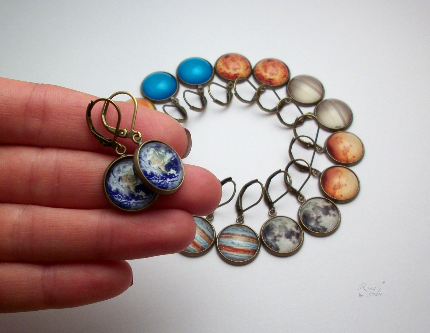 Planet Earrings Solar System Leverback Earrings Space | Etsy