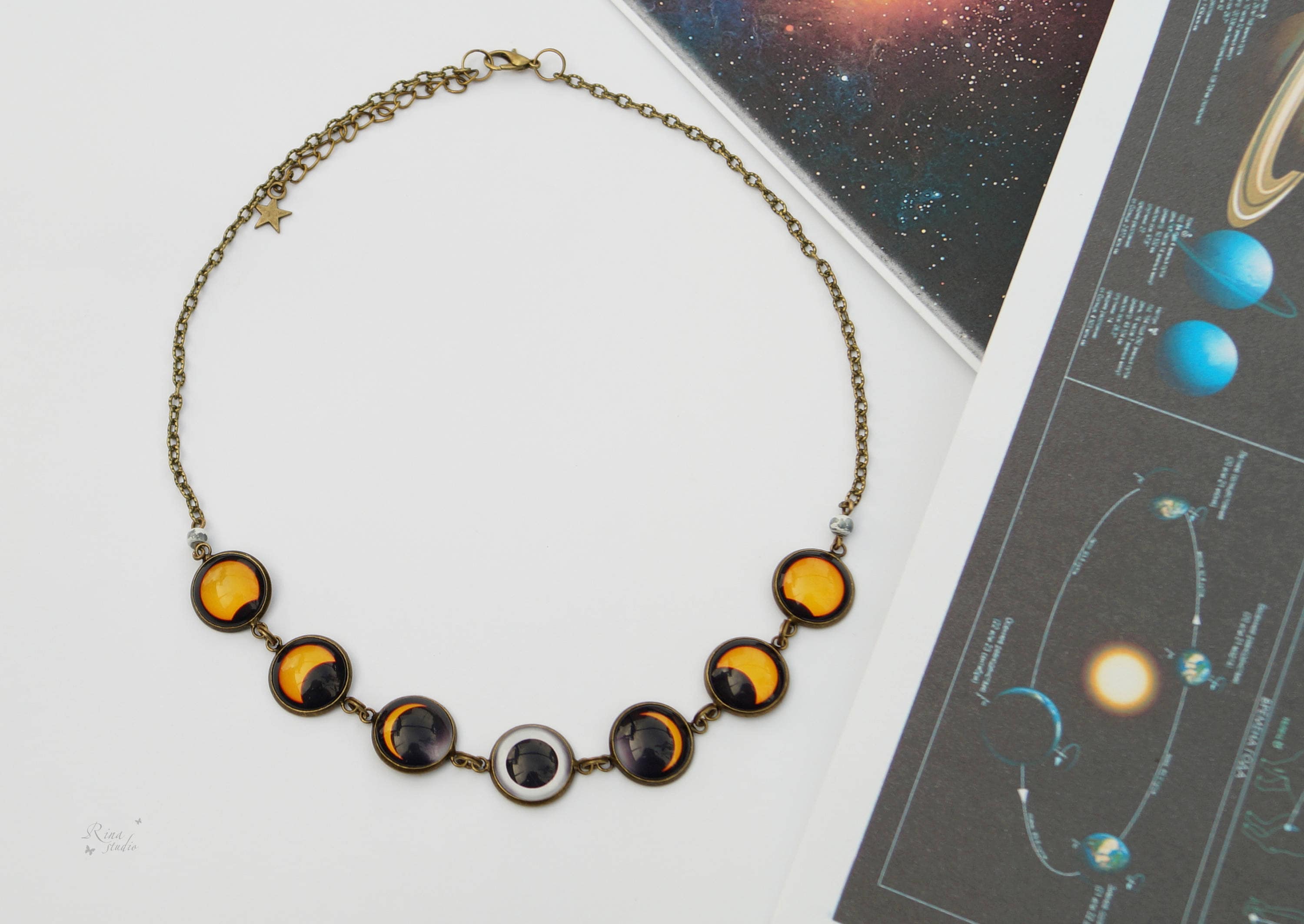 Solar Eclipse Necklace Solar System Pendant Sun Necklace Total | Etsy