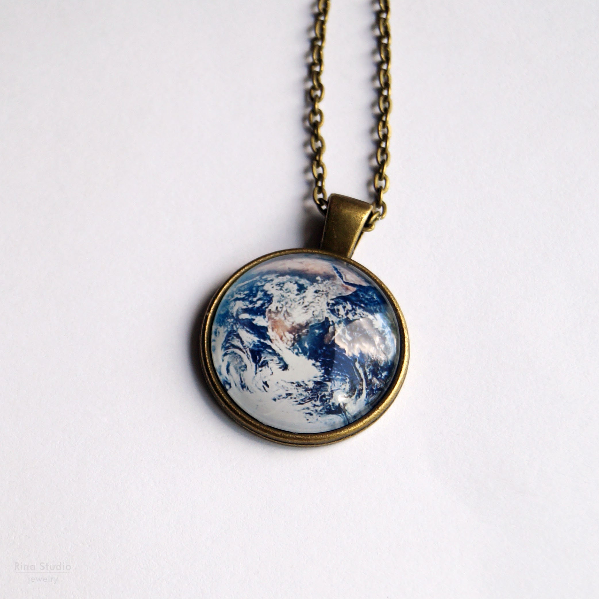 Earth Necklace Blue Marble Pendant Planet Jewelry Solar | Etsy