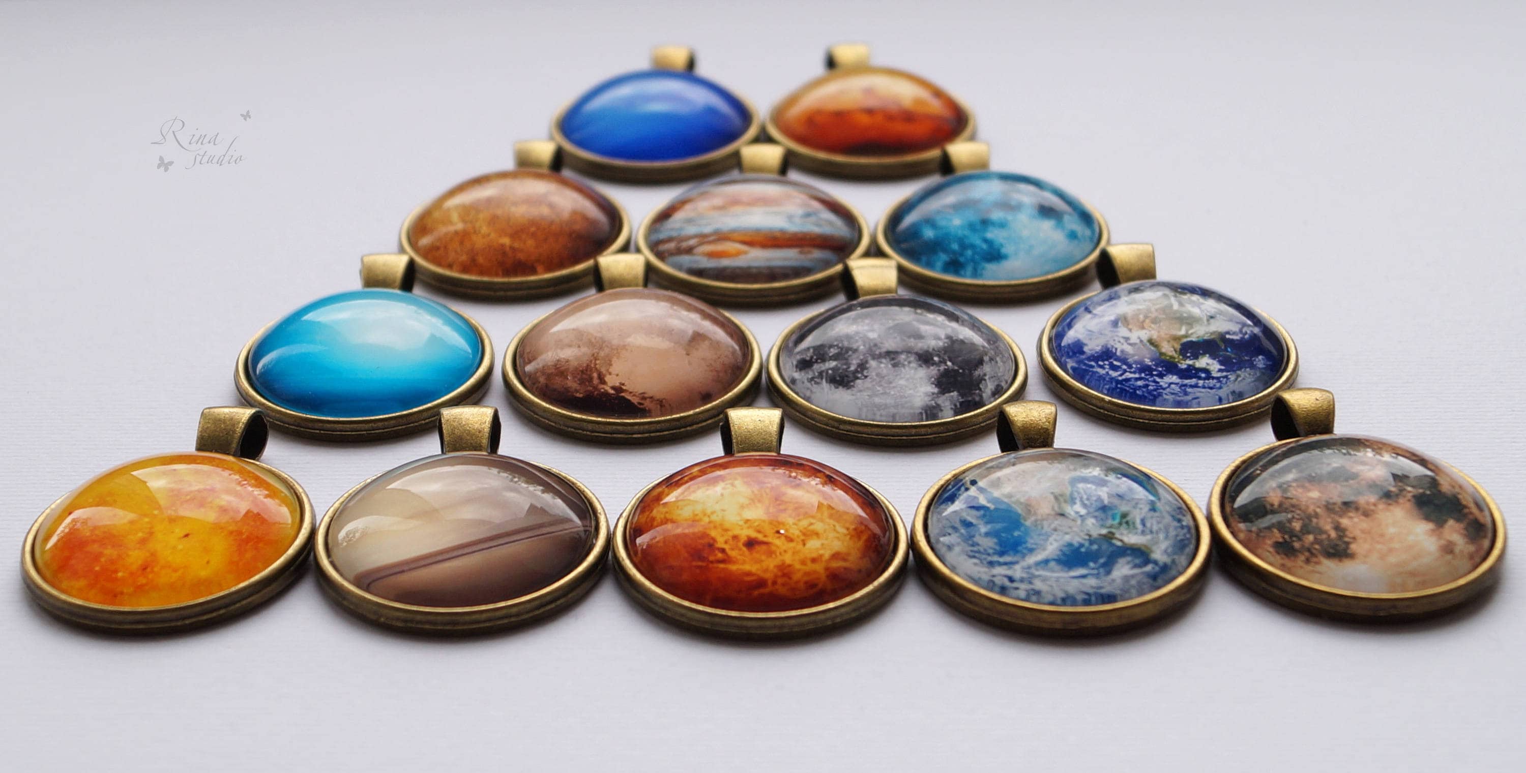 Solar System Necklace, Planets Jewelry, Cosmic Pendant Earth Moon ...