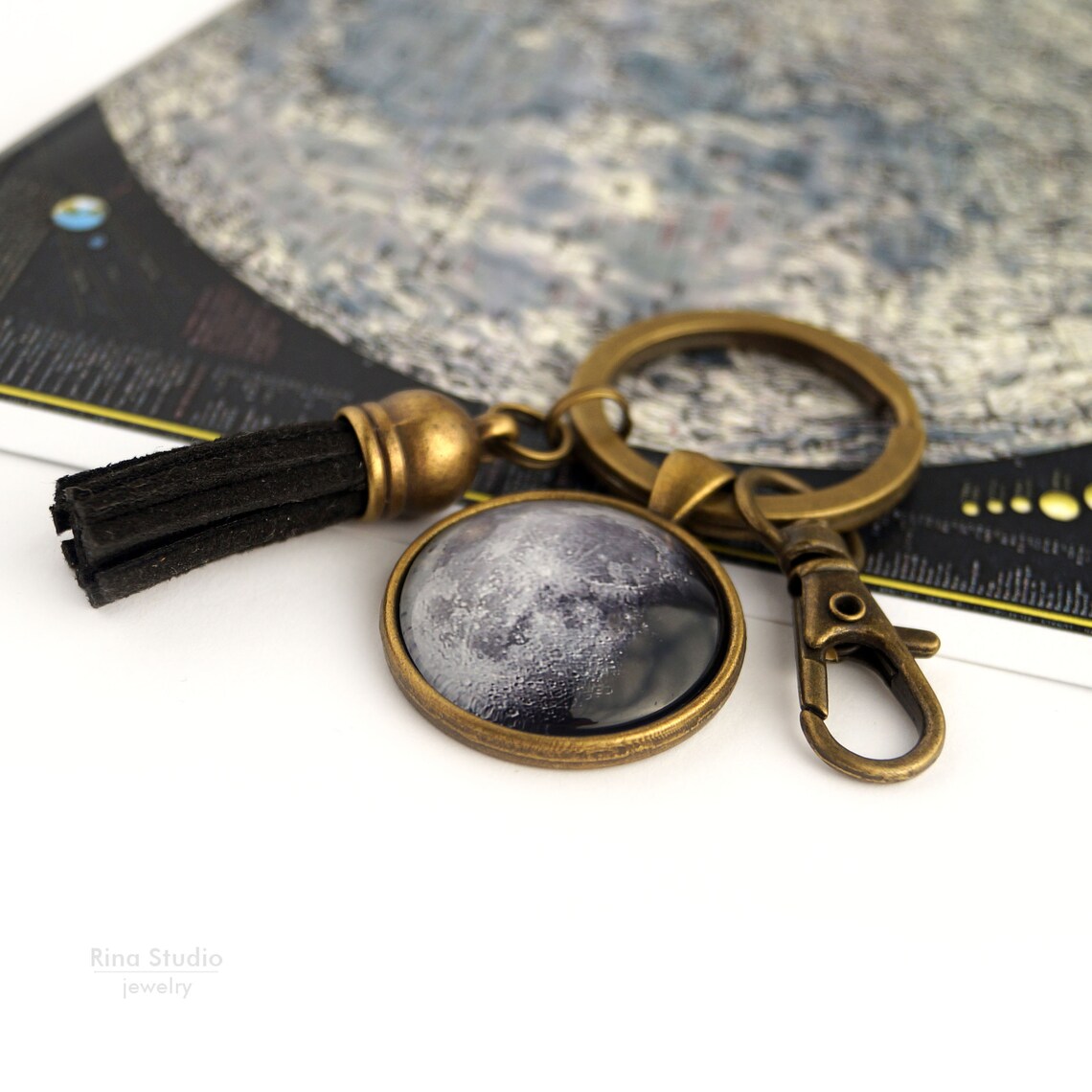 Custom Birth Moon Phase Keychain With Tassel and Lobster | Etsy