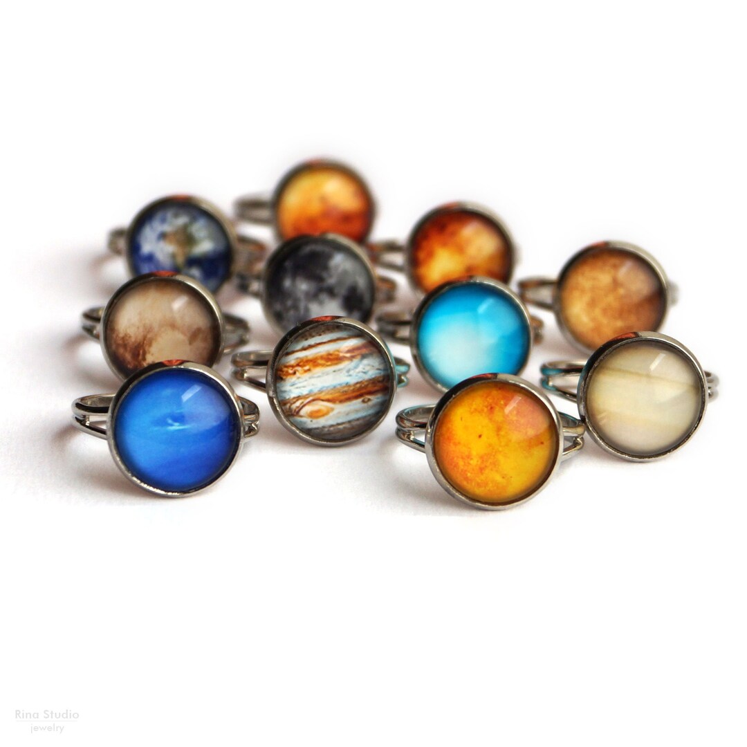 Set of 11 Planet Rings, Earth Moon Jupiter Saturn Mars Venus Uranus ...
