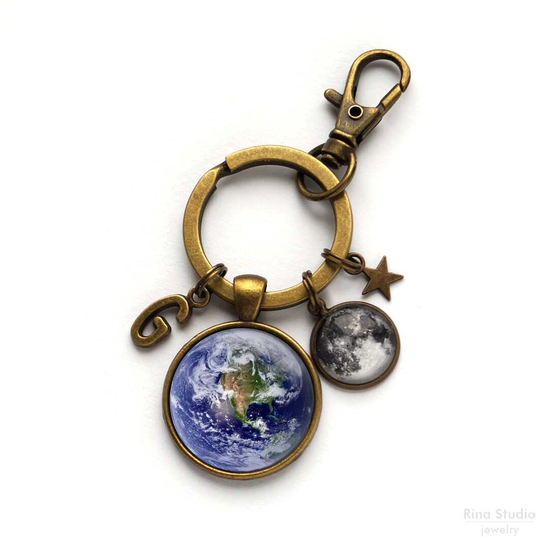 Earth and Moon Keychain, Personalized Science Gift for Sister, Planet ...