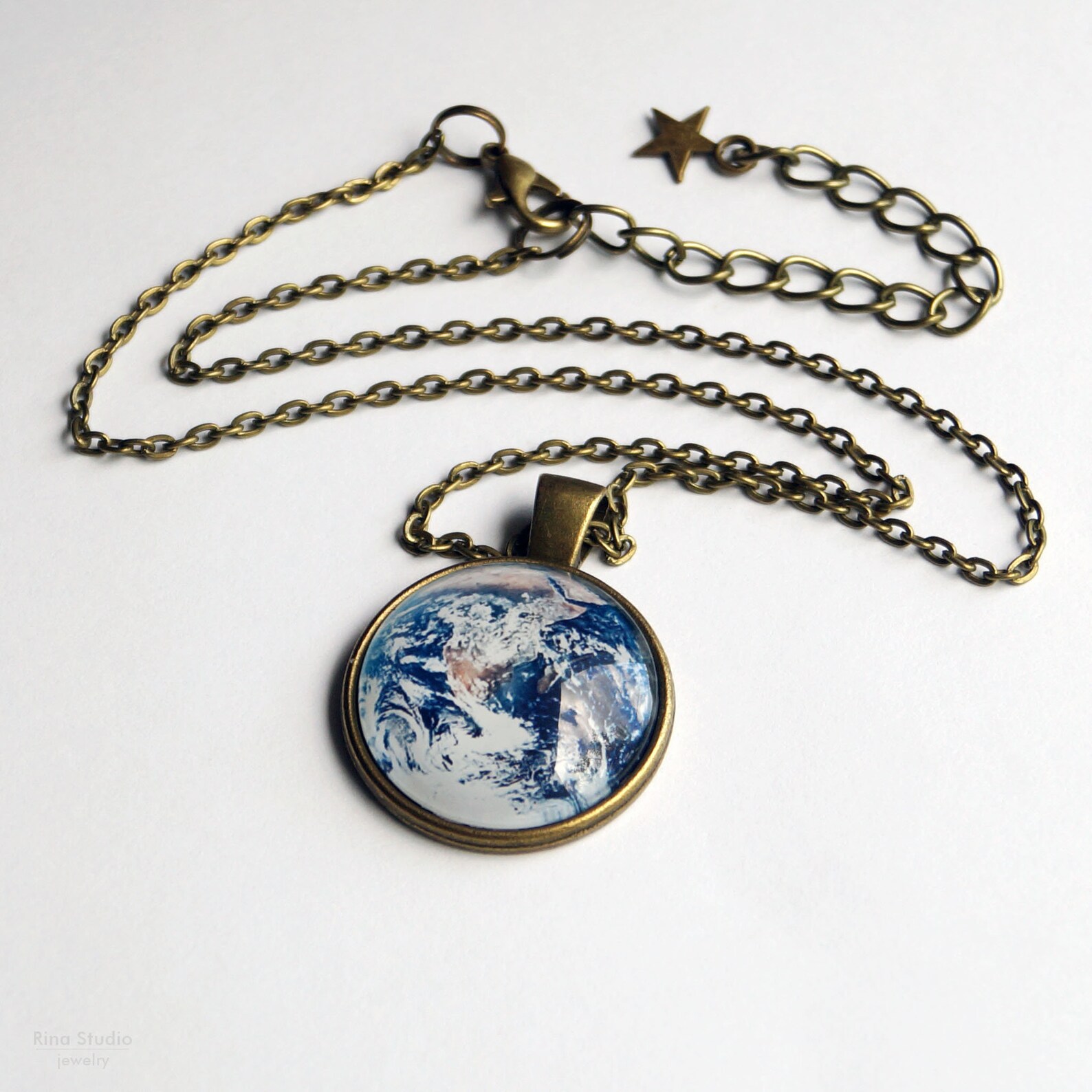 Earth Necklace Blue Marble Pendant Planet Jewelry Solar | Etsy