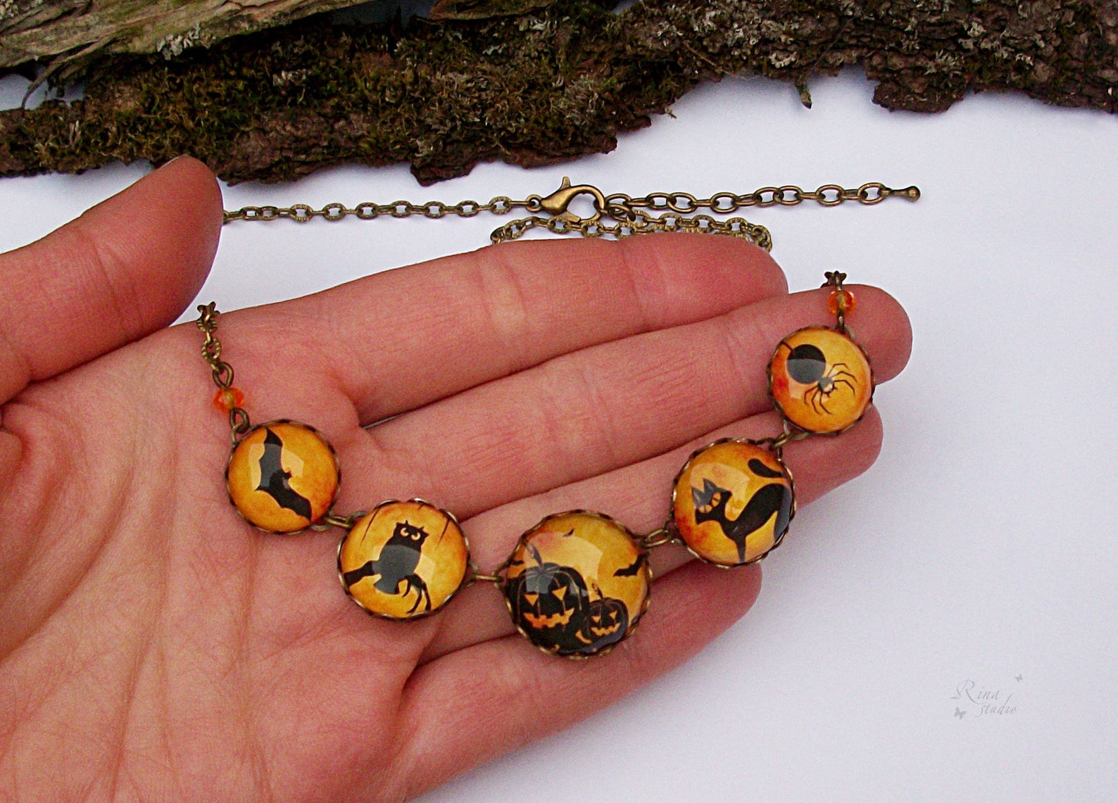 Halloween Necklace Pumpkin Bat Spider Necklace Halloween - Etsy