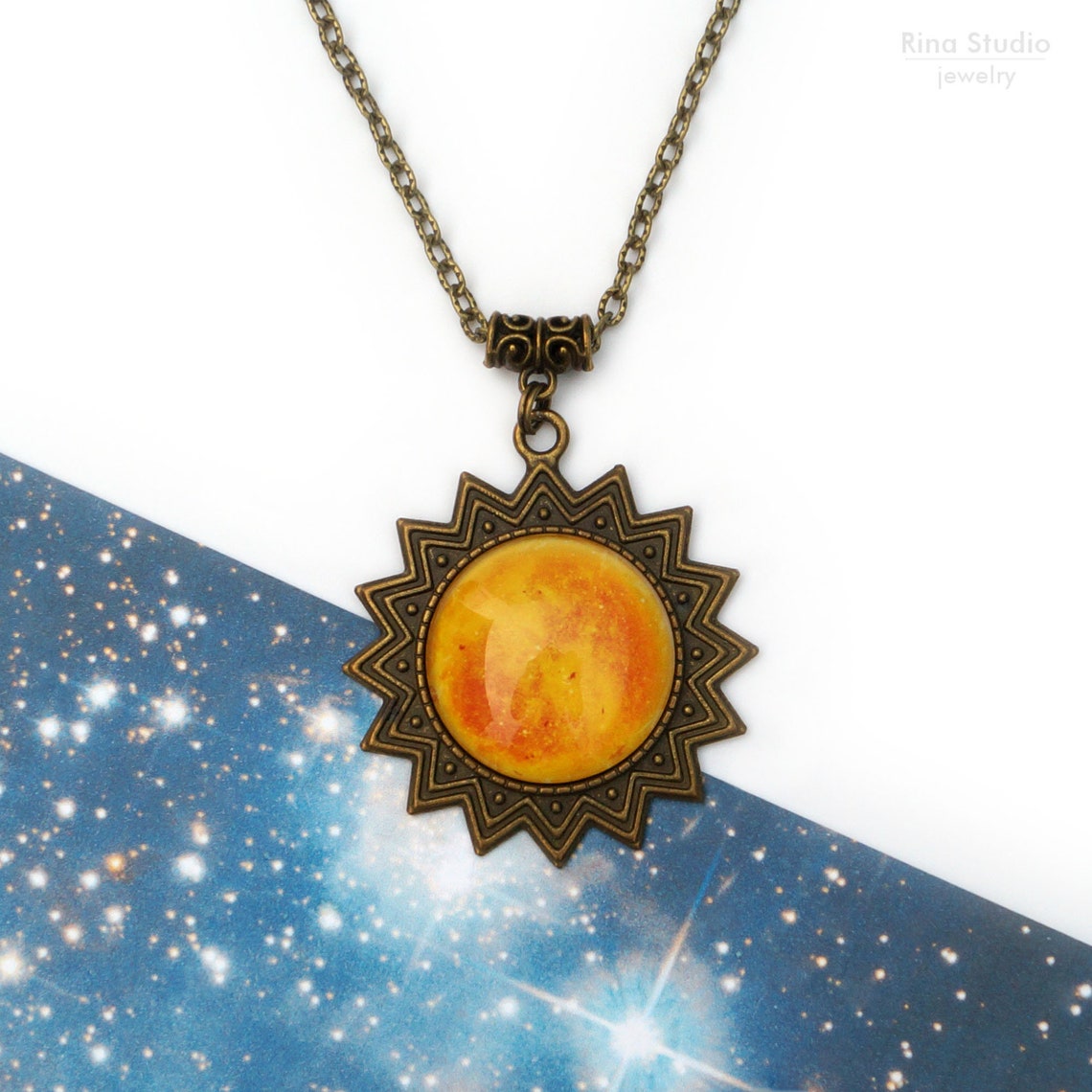 Sun Necklace Leo Ruling Planet Solar System Jewelry Yellow - Etsy