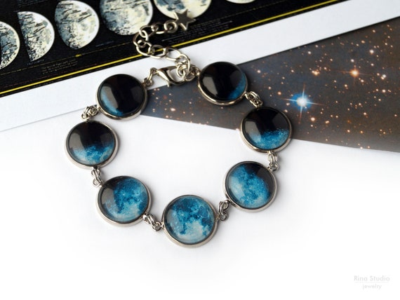 Blue Moon Phase Bracelet Astronomy gift for wife Luna | Etsy