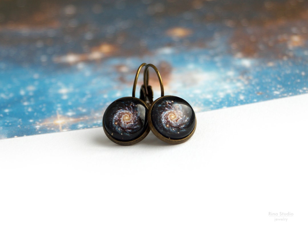 Milky Way Drop Earrings, Dark Galaxy Universe Jewelry, Space Nebula ...