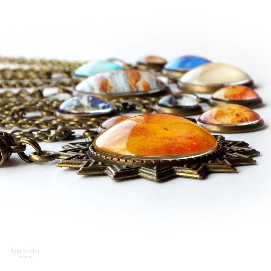 Sun Necklace Leo Ruling Planet Solar System Jewelry Yellow | Etsy