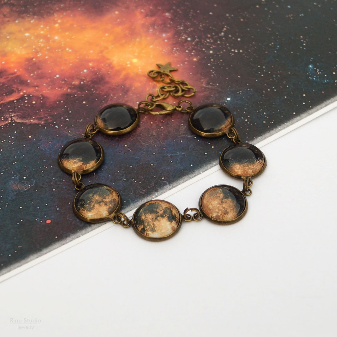 Moon Phase Bracelet, Lunar Eclipse, Custom Birth Moon Phases ...