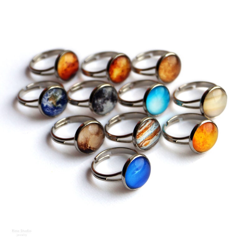 Set of 11 Planet Rings Earth Moon Jupiter Saturn Mars Venus | Etsy