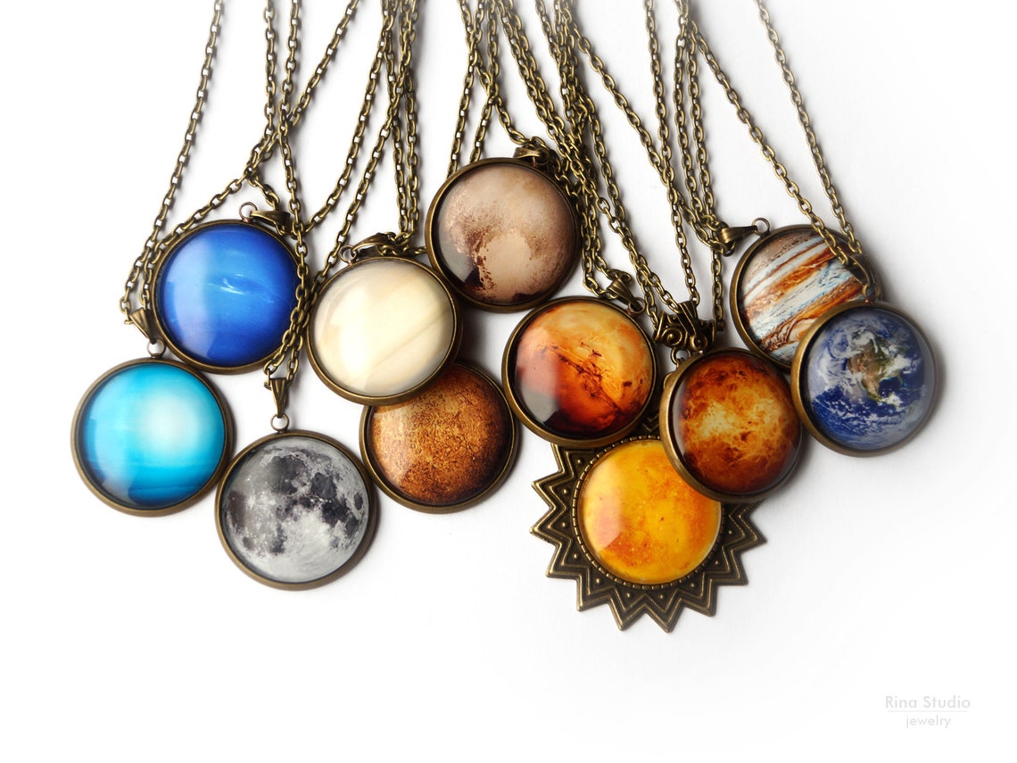 Planet Necklaces Solar System Jewelry Earth Moon Jupiter | Etsy